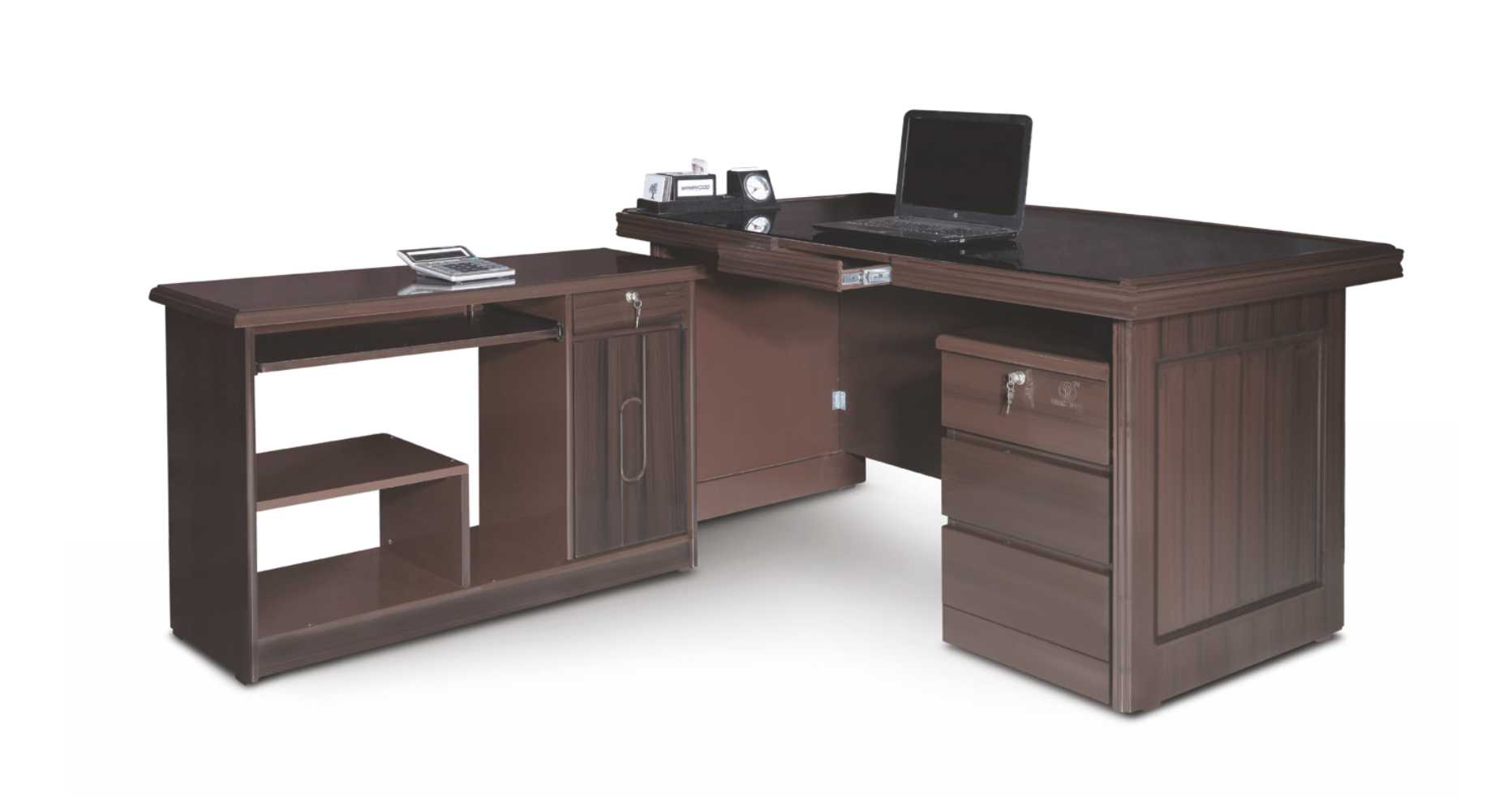 Office Table 02 with Side Runner and Pedestal - Smartwood Furniture