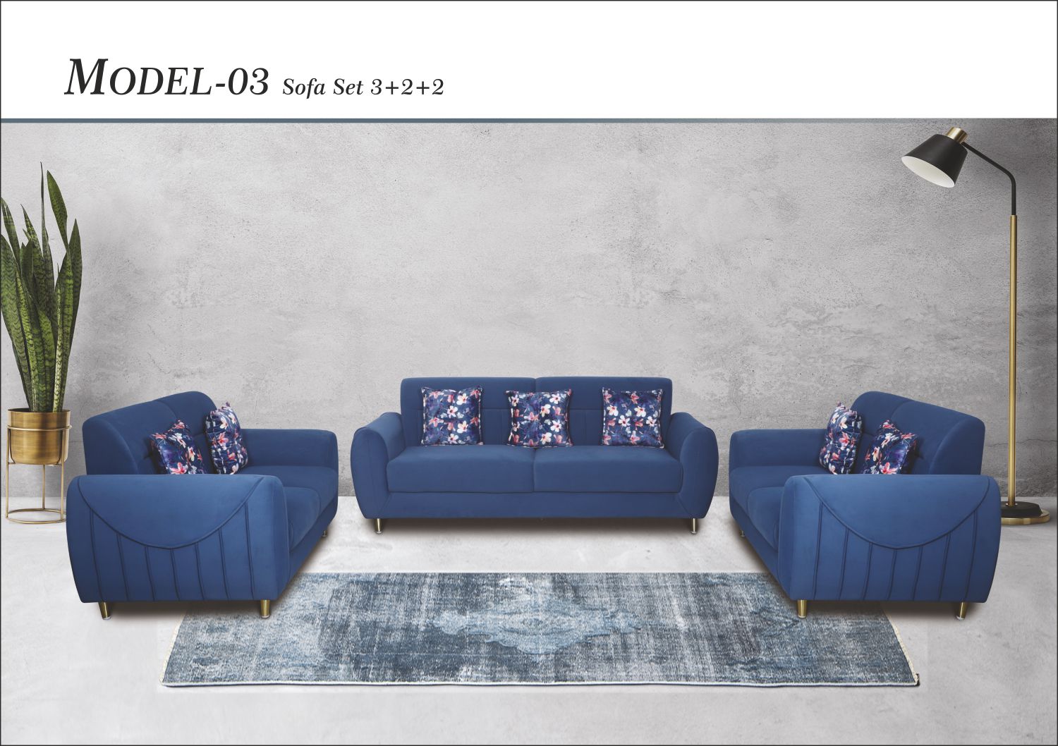 Model-03 Sofa Set 3+2+2 - Smartwood Furniture